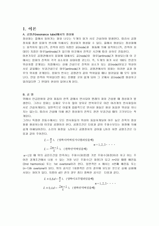[물리실험보고서]공명