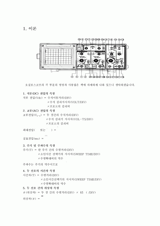 [물리 실험 보고서] 오실로스코프