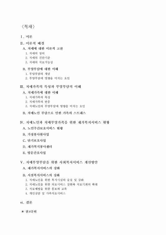 치매문제 레포트 자료