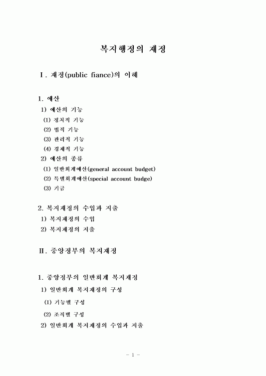 복지행정의 재정