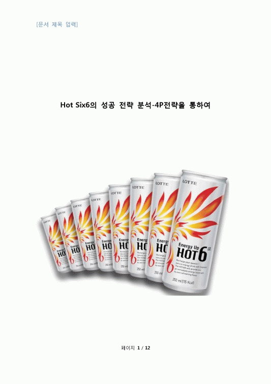 Hotsix6 핫식스 마케팅 성공전략분석(마케팅믹스 4P전략)과 앞으로의 전략