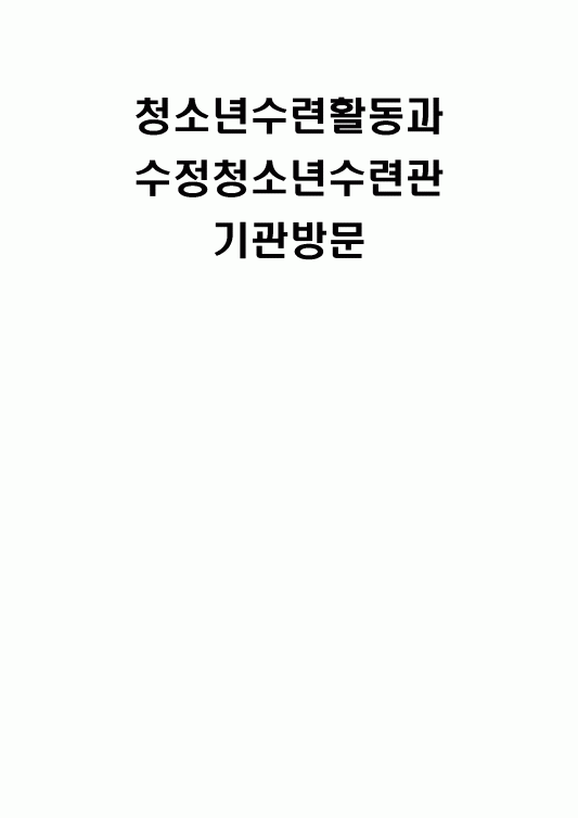 [사회과학] 청소년수련활동과 수정청소년수련관 기관방문