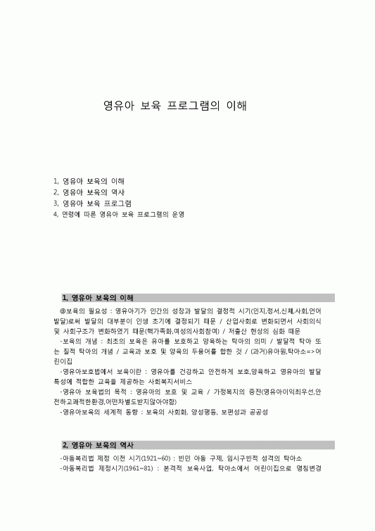 영유아 보육 프로그램의 이해