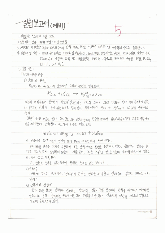 [화학실험2]산화환원적정 과망간산법(예비)