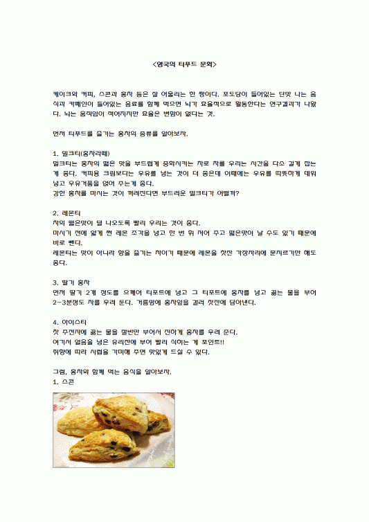 홍차와 함께 먹는 음식