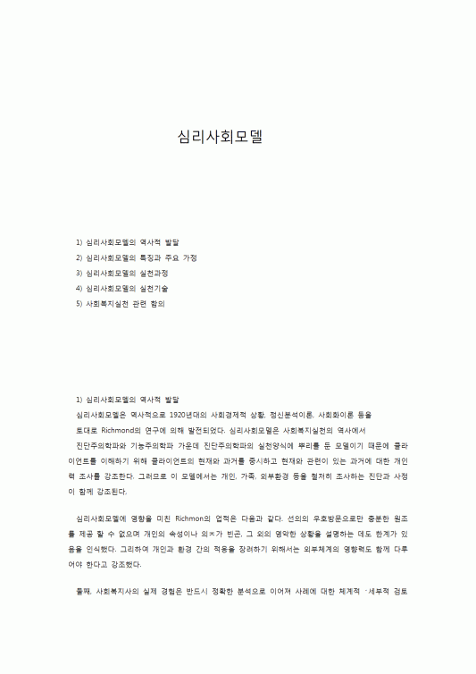심리사회모델 내용정리