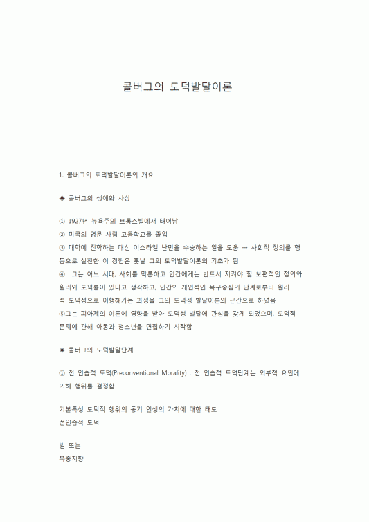 콜버그의 도덕발달이론의 개요