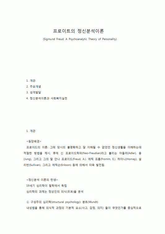 프로이트의 정신분석이론
