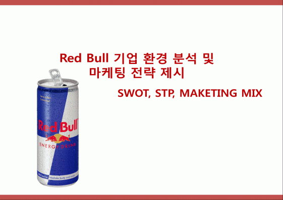 레드불 Red Bull 기업 환경 분석 및 마케팅 전략 제시 SWOT, STP, 4P, Marketing Mix