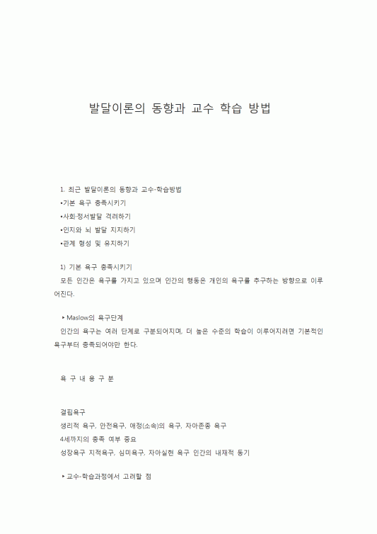 발달이론의 동향과 교수 학습 방법