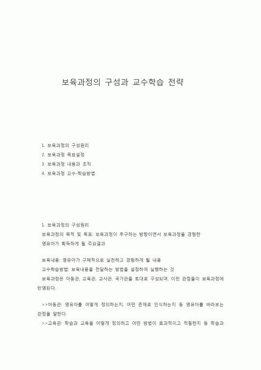 보육과정의 구성과 교수학습전략