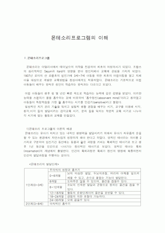 몬테소리프로그램의 이해