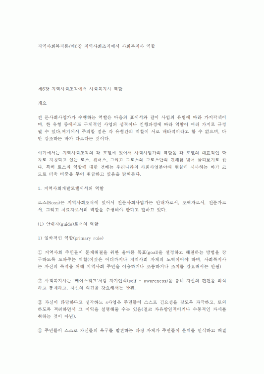 제6장 지역사회조직에서 사회복지사 역할