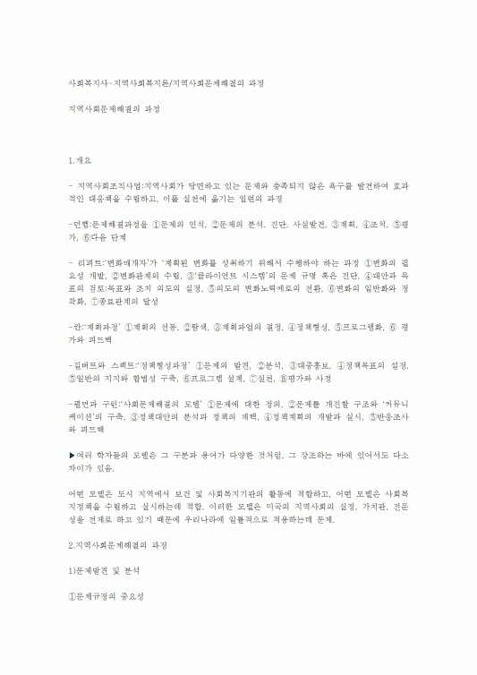 지역사회문제해결의 과정