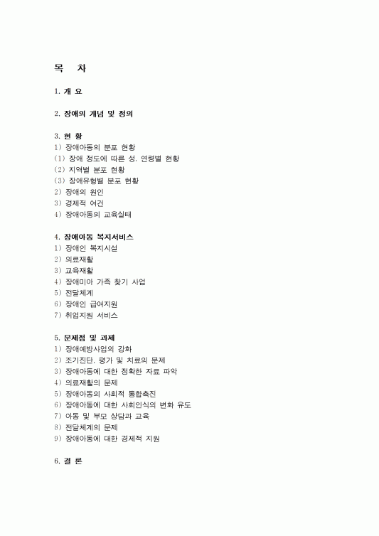 장애아동사업 레포트