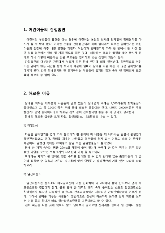 간접흡연의 폐해 (2012년 작성)