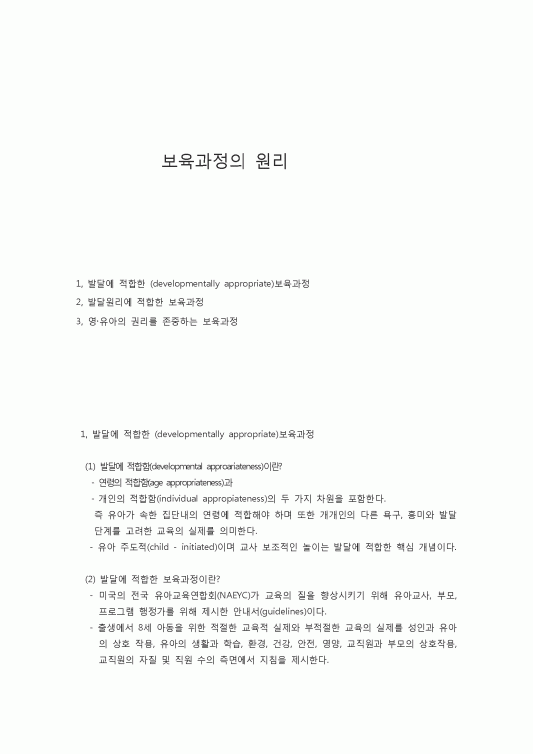 보육과정의 원리