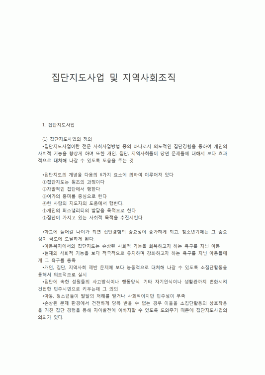 집단지도사업 및 지역사회조직