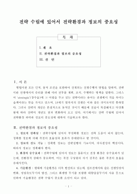 전략 수립에 있어서 전략 환경과 정보의 중요성 고찰
