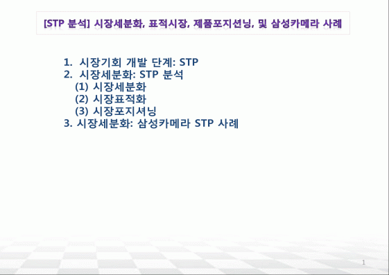 [STP 분석] 시장세분화, 표적시장, 포지션닝 전략 및 삼성카메라 사례