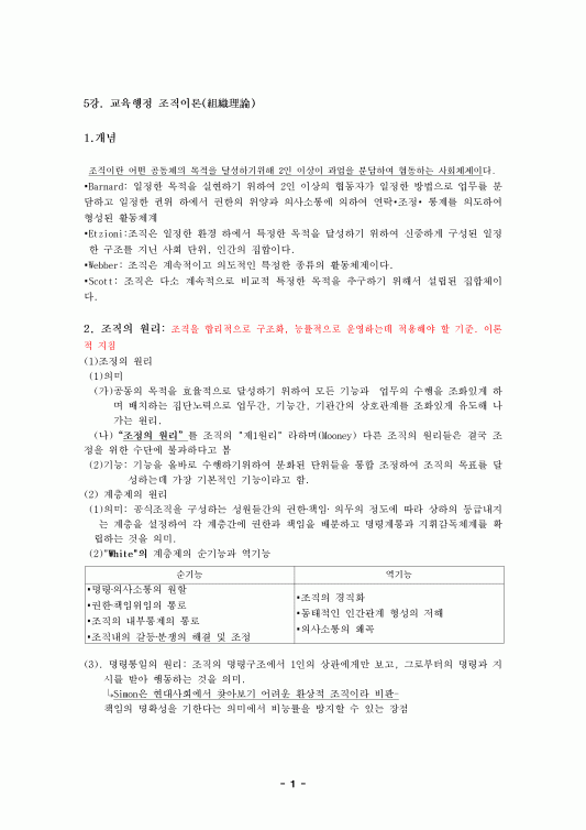 교육행정 05강 조직이론(組織理論)