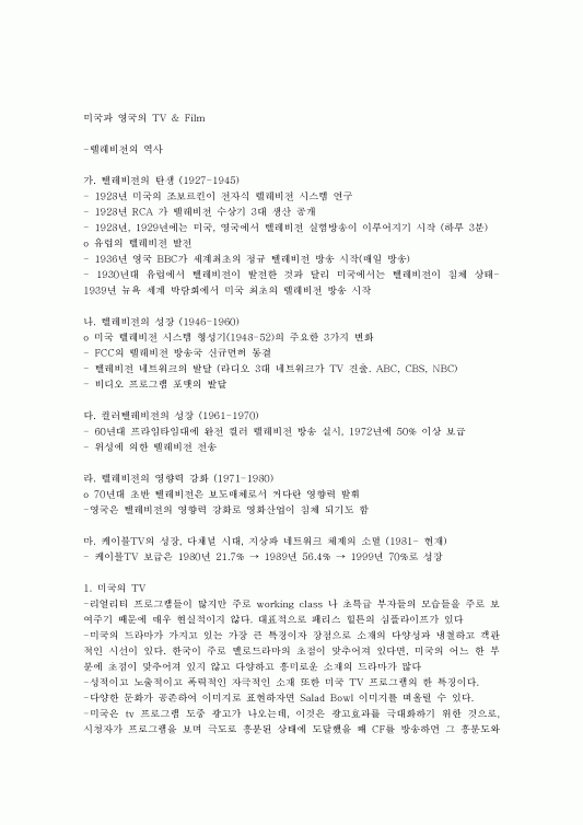 미국과 영국의 TV