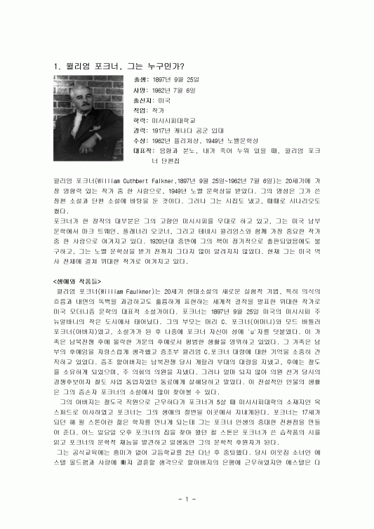 윌리엄 포크너, 그는 누구인가
