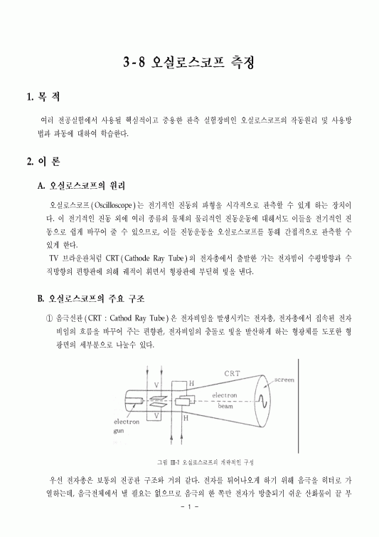[물리학 실험] 3-8 오실로스코프 측정
