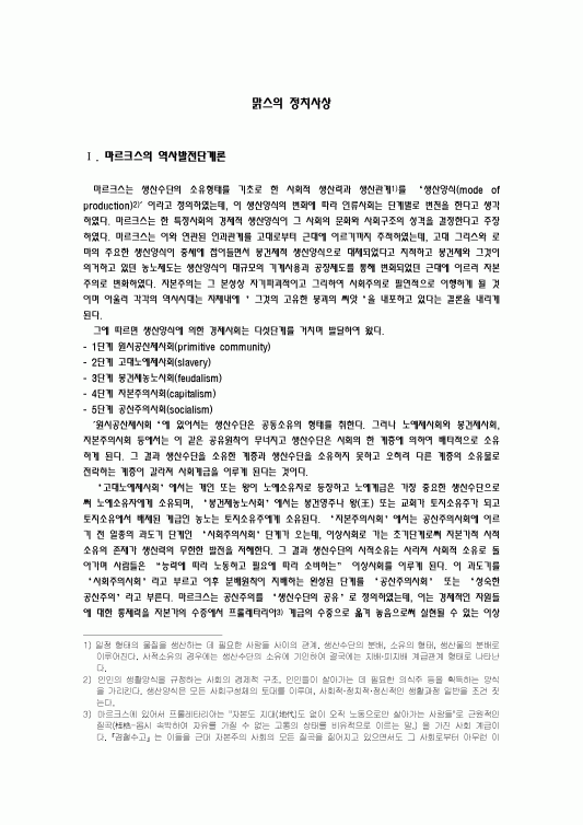맑스(마르크스)의 정치사상
