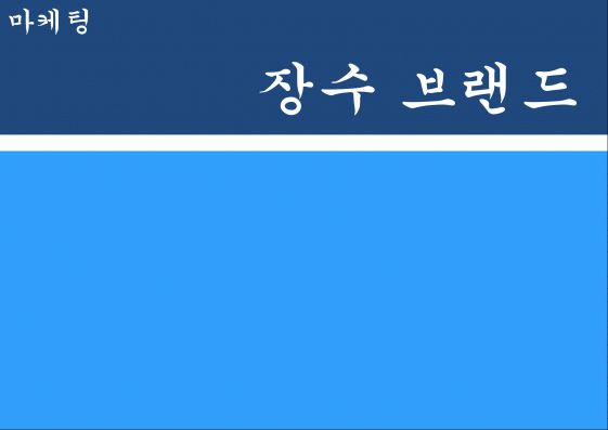 장수 브랜드 레포트 자료