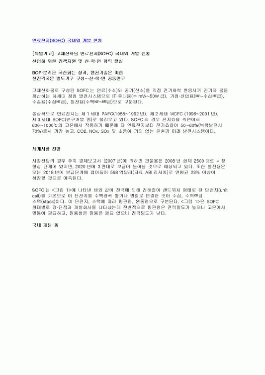 연료전지(sofc)국내외 개발현황