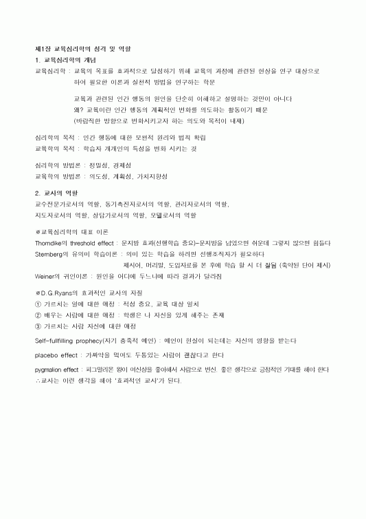 교육심리학(임규혁, 임웅) 1,2,3,5,6,7 장 정리