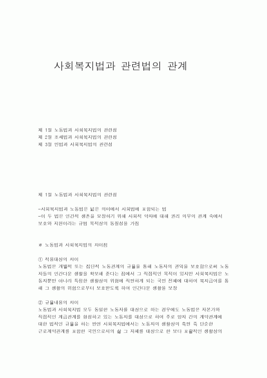 사회복지법과 관련법의 관계