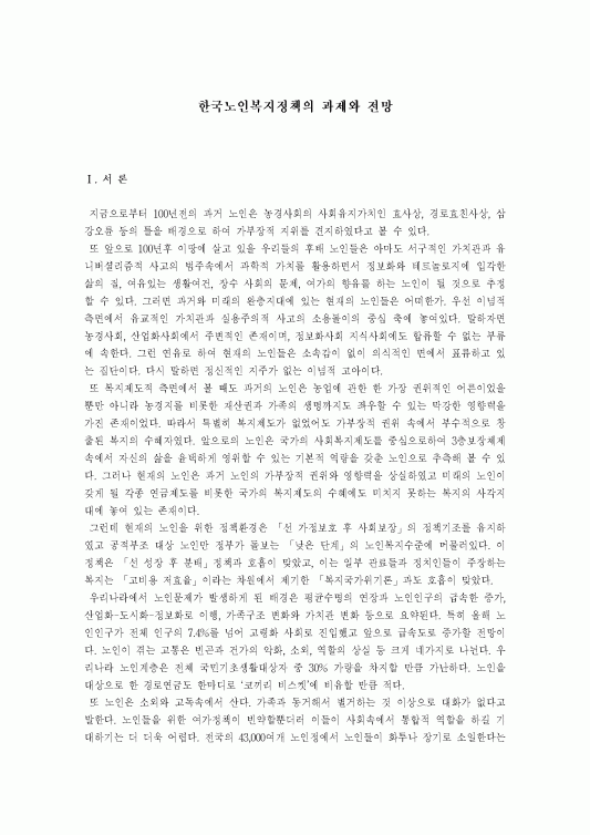 한국노인복지정책의 과제와 전망
