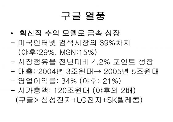 구글(google)의 성공신화와 구글열풍에 관하여.PPT자료