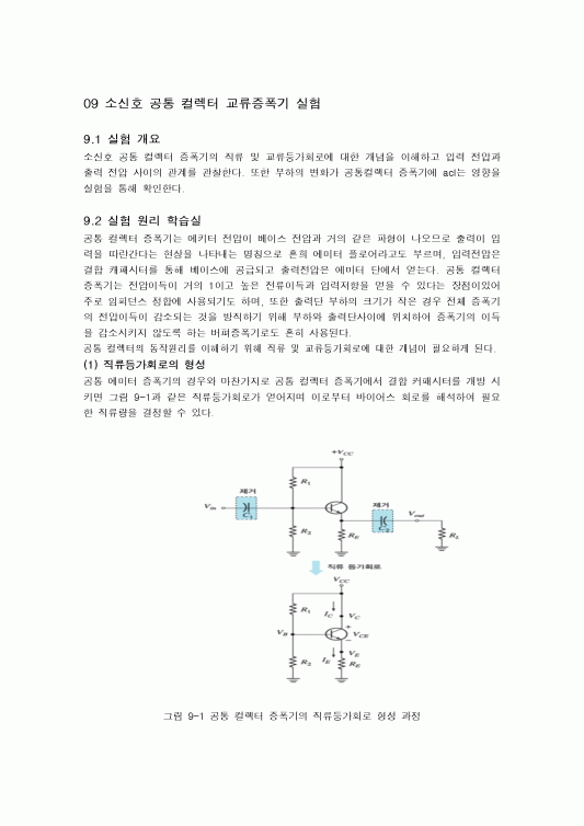 09 소신호 공통 컬렉터 교류증폭기 실험