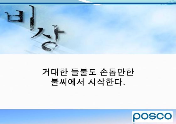 포스코 기업소개 - 비상, 거대한 들불도 손톱만한 불씨에서 시작한다.ppt