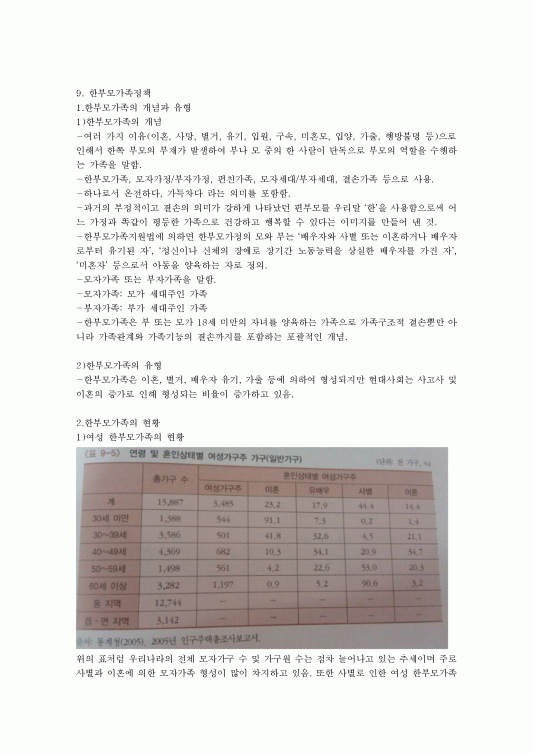 가족정책론 한부모가족