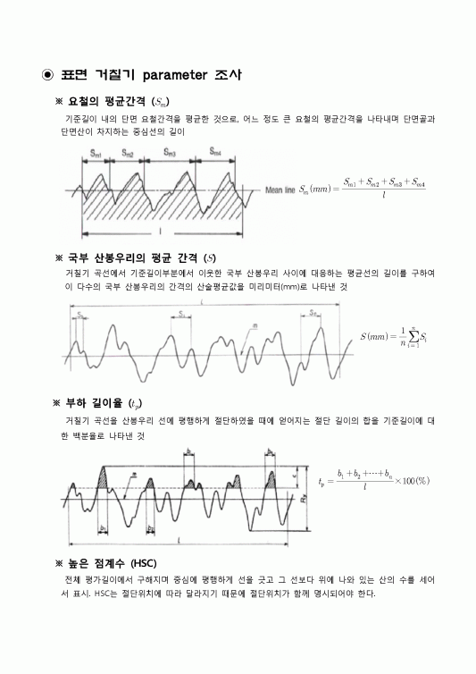 정밀공학 - 표면 거칠기 parameter 조사