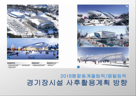 2018평창동계올림픽/패럴림픽 경기장시설 사후활용계획 방향