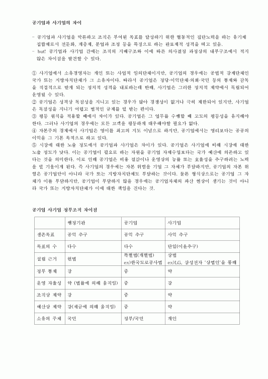 공기업과 사기업의 차이