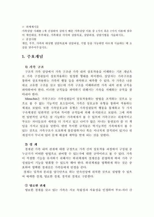 가족상담 구조적치료적 개입