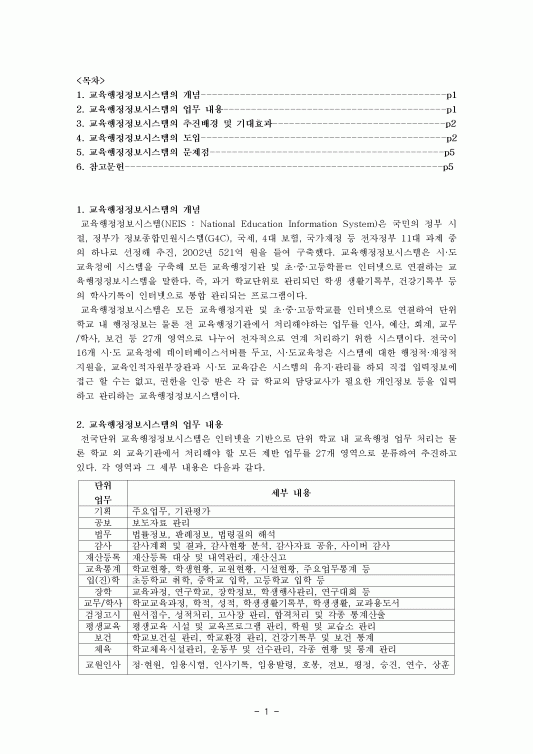 교육행정정보시스템(NEIS : National Education Information System)