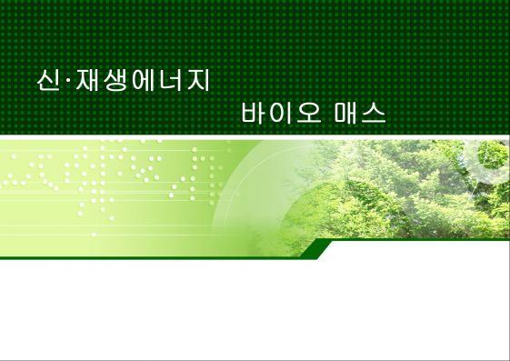 신·재생에너지 바이오 매스 (원료, 자원, 에너지 특징, 에너지 종류 및 용도, 바이오 에너지기술, 바이오 가스).PPT자료