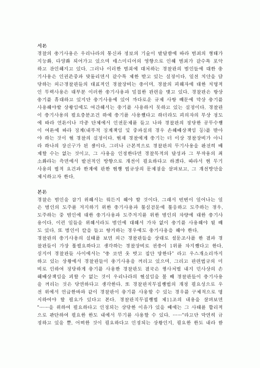 경찰 총기사용에 대한 문제점과 개선 방안