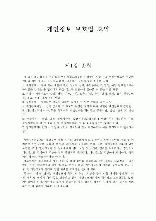 개인정보 보호법 요약