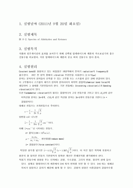 기기분석학 IR 8-2. Spectra of Aldehydes and Ketones