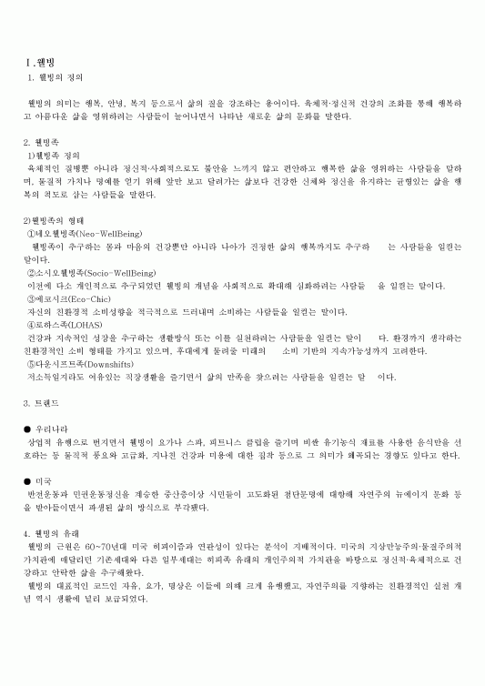 웰빙 레포트 자료