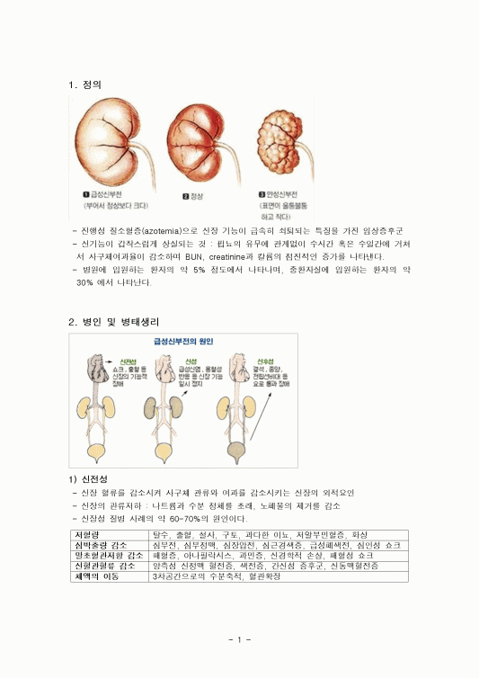 급성신부전 레포트 자료