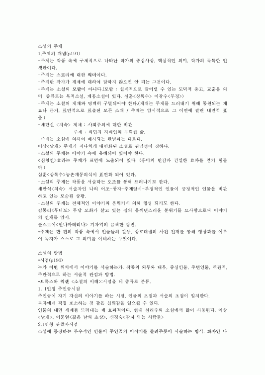 소설의 주제 레포트 자료
